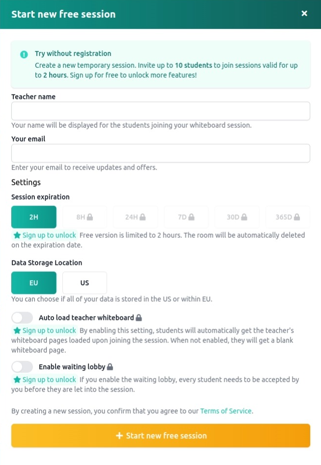 How do I start a session?